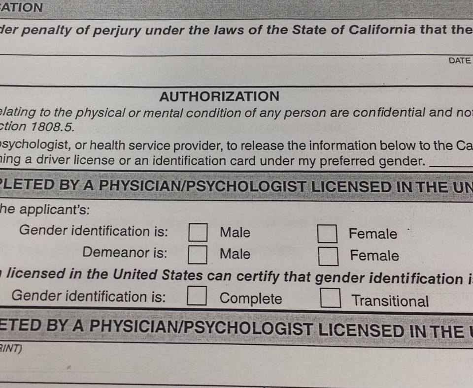 Transgender? The California DMV Has Some Questions From 1972 For You ...